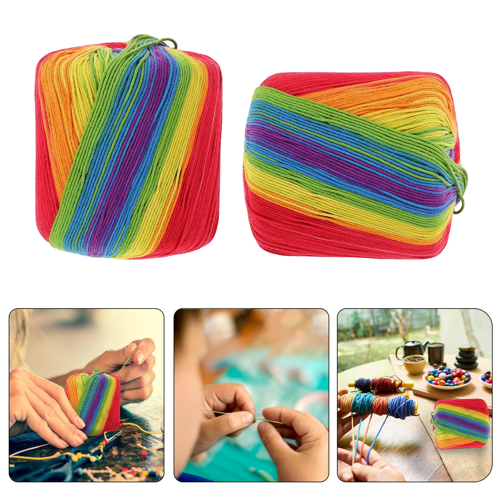 ifundom 2 Rolls Variegated Cotton Crochet Thread Craft Sewing ...