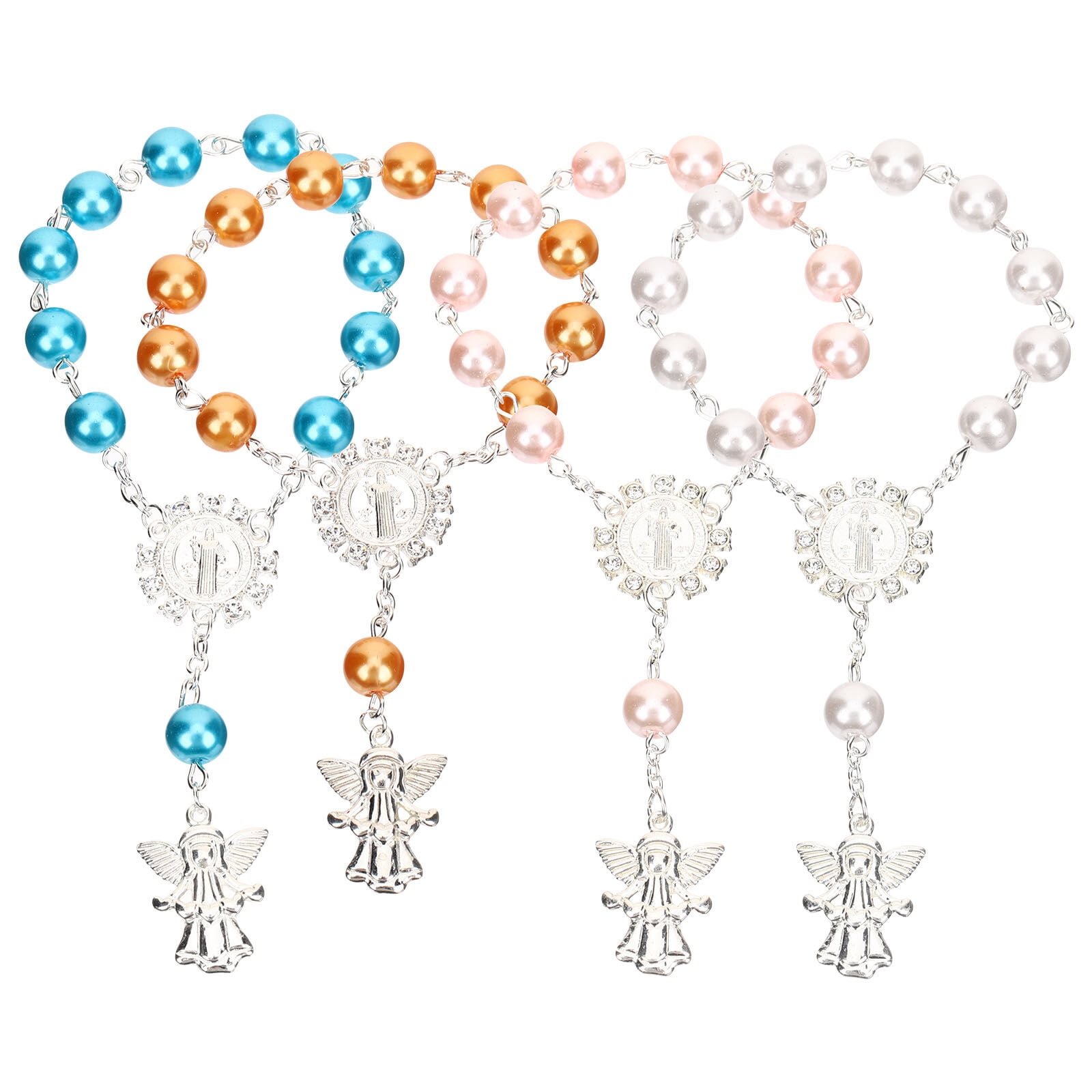 ifundom 4Pcs Angel Pendant Bangles Rosary Wrist Chains Angel Bracelet ...