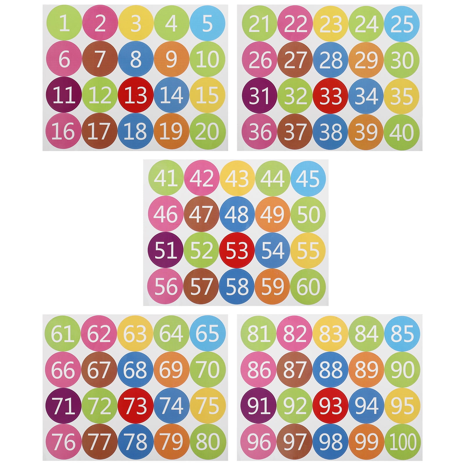 ifundom Round Number Stickers Assorted Colors PVC Craft Stickers for ...