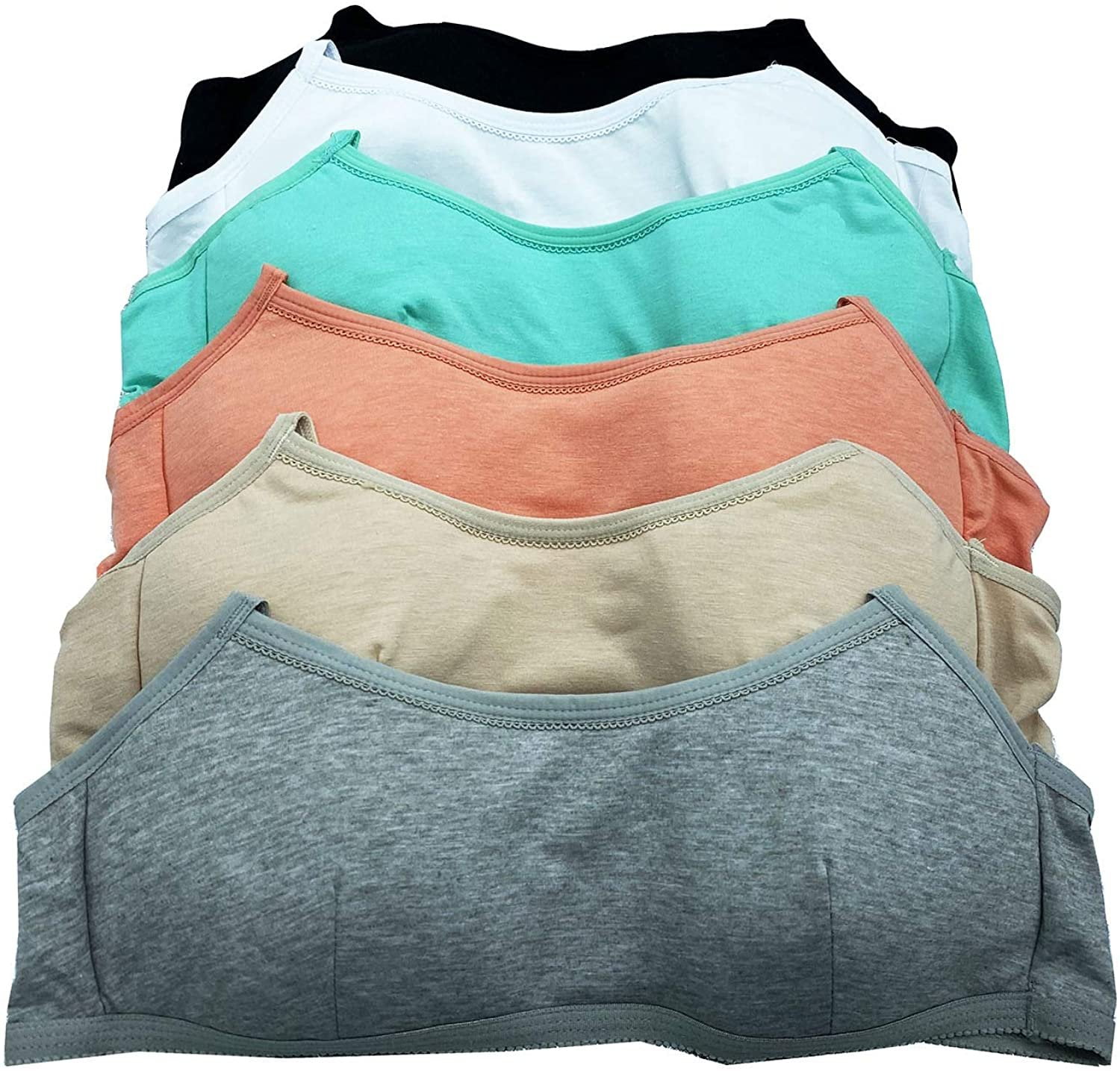 iheyi 6 Pieces Girl's Cotton Wire Free Junior Training Bra A Cup (34A ...