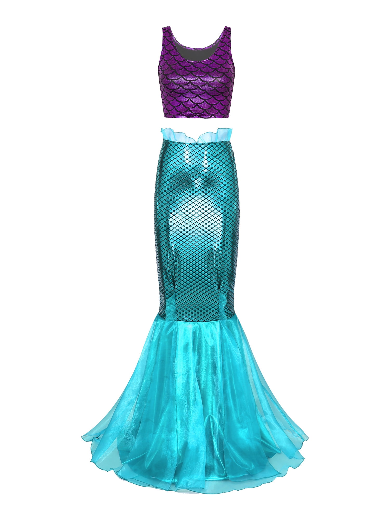 iiniim 2 Pcs Mermaid Costume for Women Adult Metallic Shiny Fish Scale ...