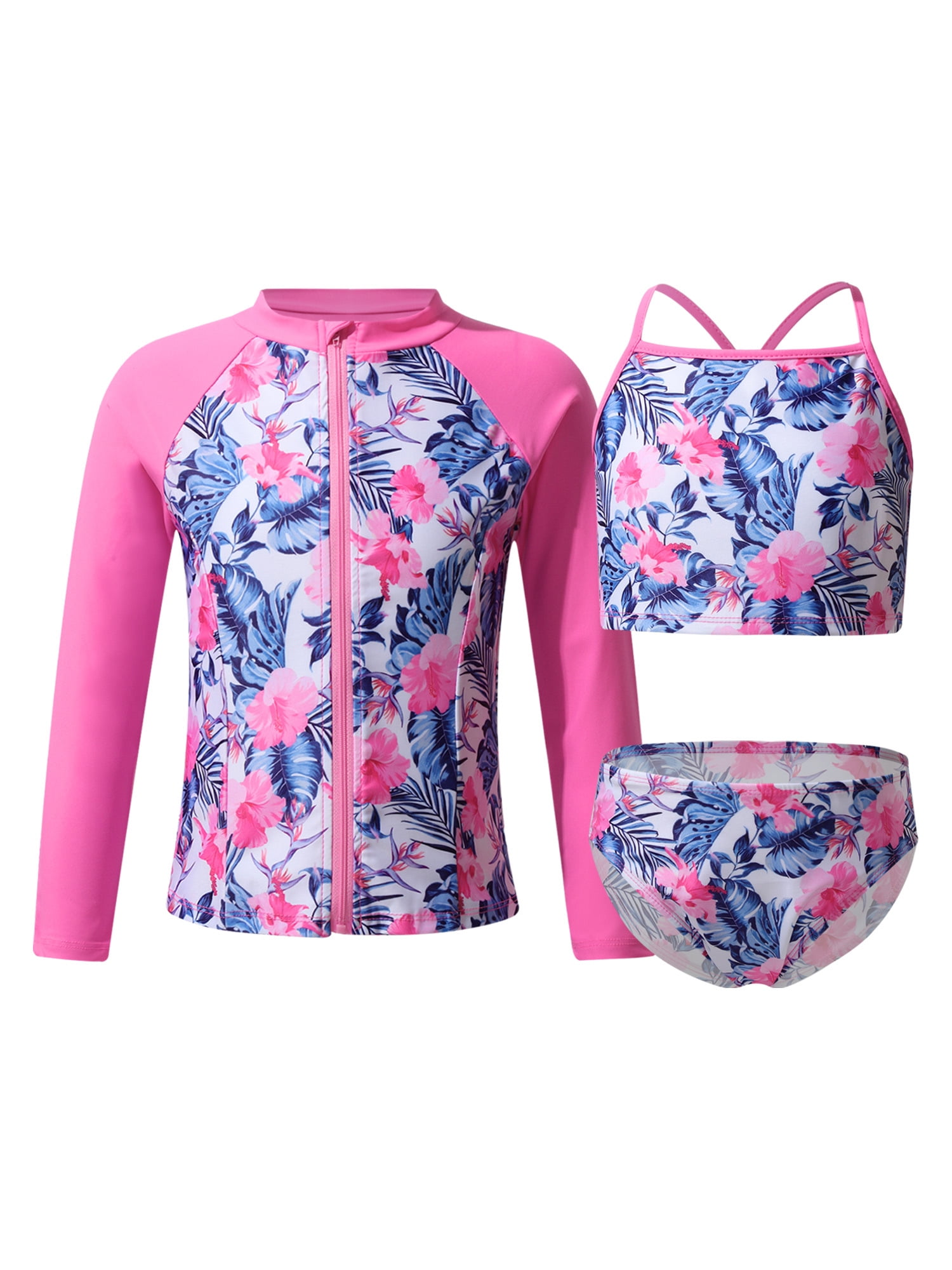 iiniim 3Pcs Kids Girls Swimsuit UV Sun Protection Rash Guard Set for ...