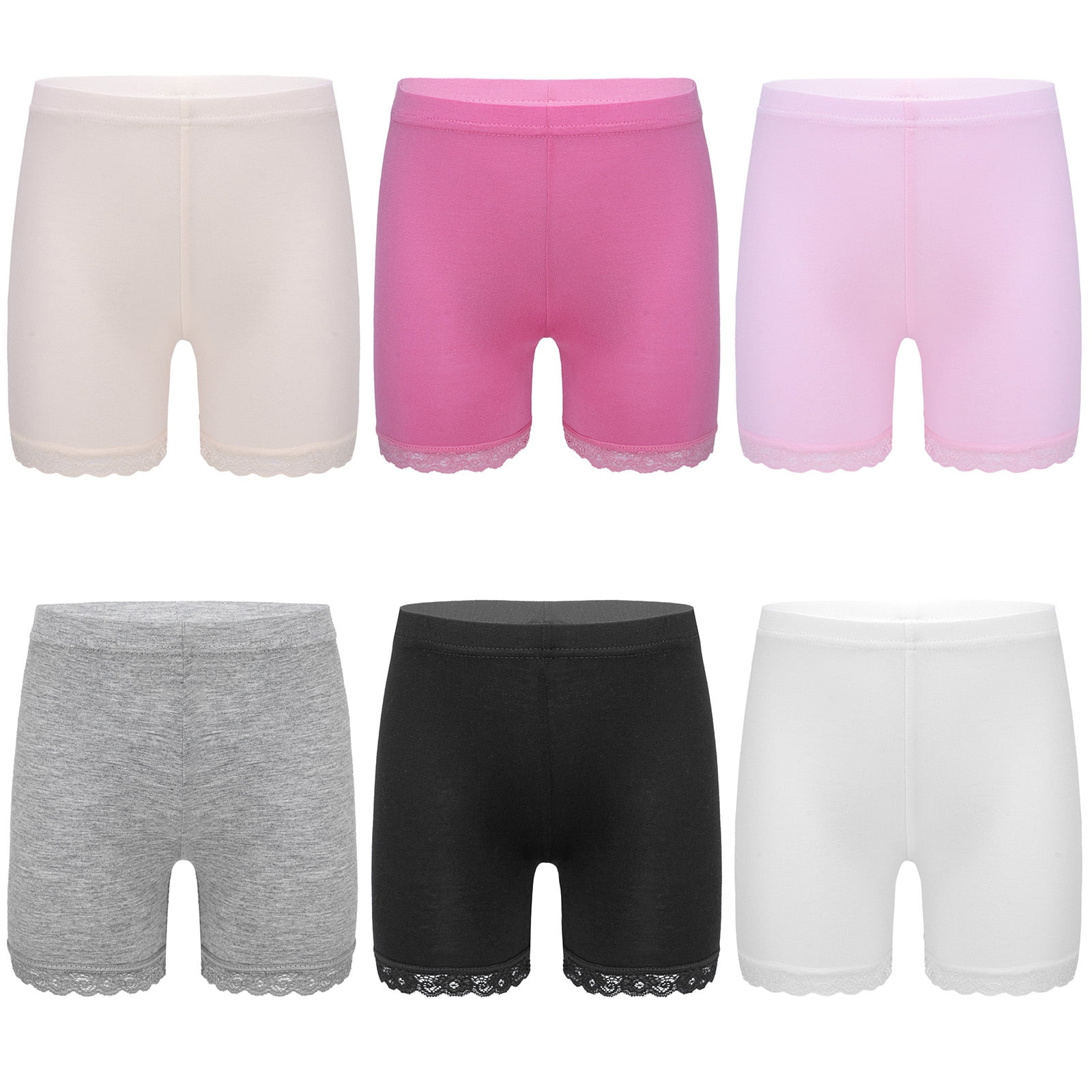 iiniim Girls Lace Dance Safety Shorts, 6 Pack, Cotton, Sizes 2-16 ...