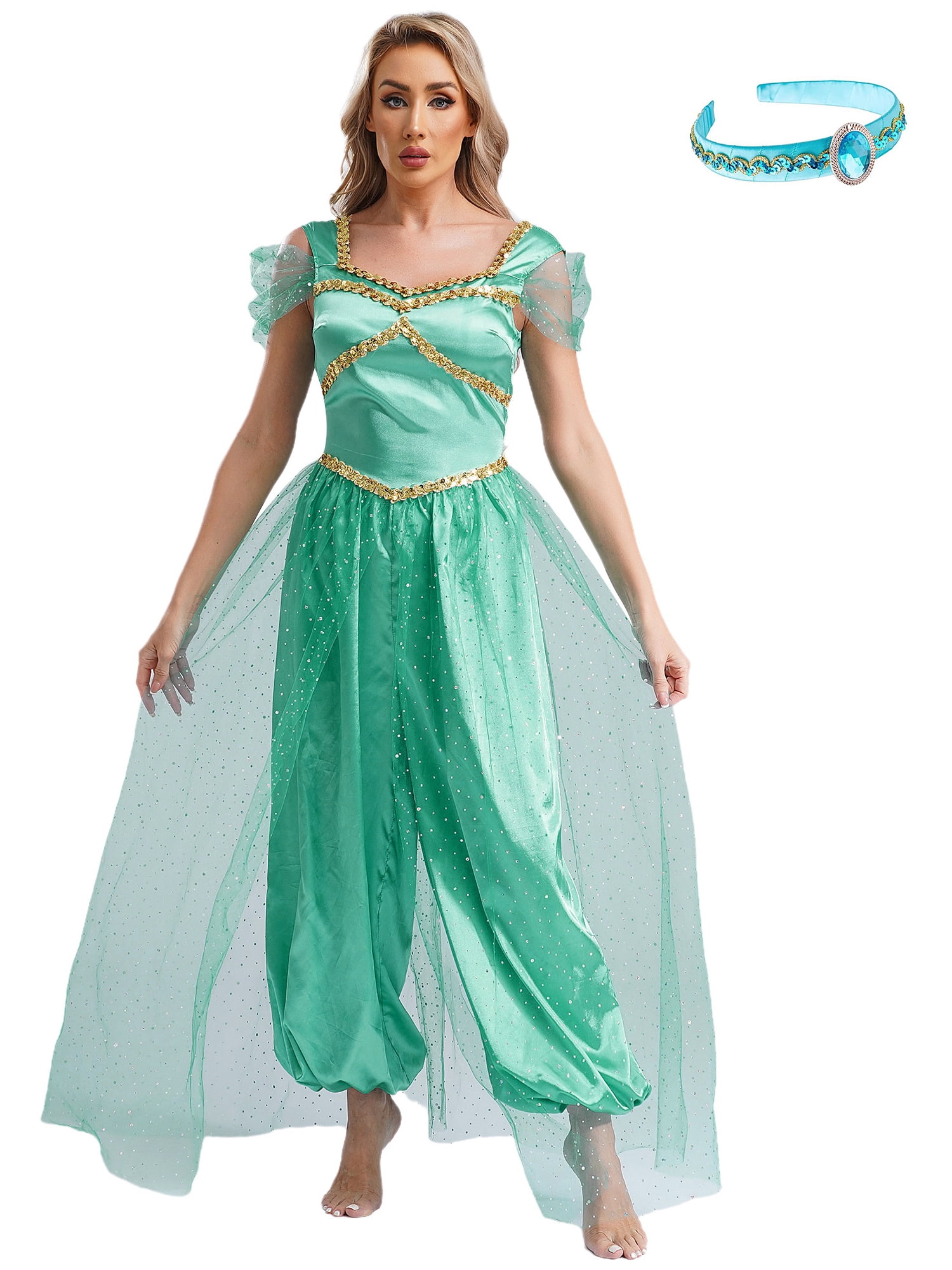 iiniim Arabian Princess Costume for Womens Belly Dance Jumpsuit Romper ...