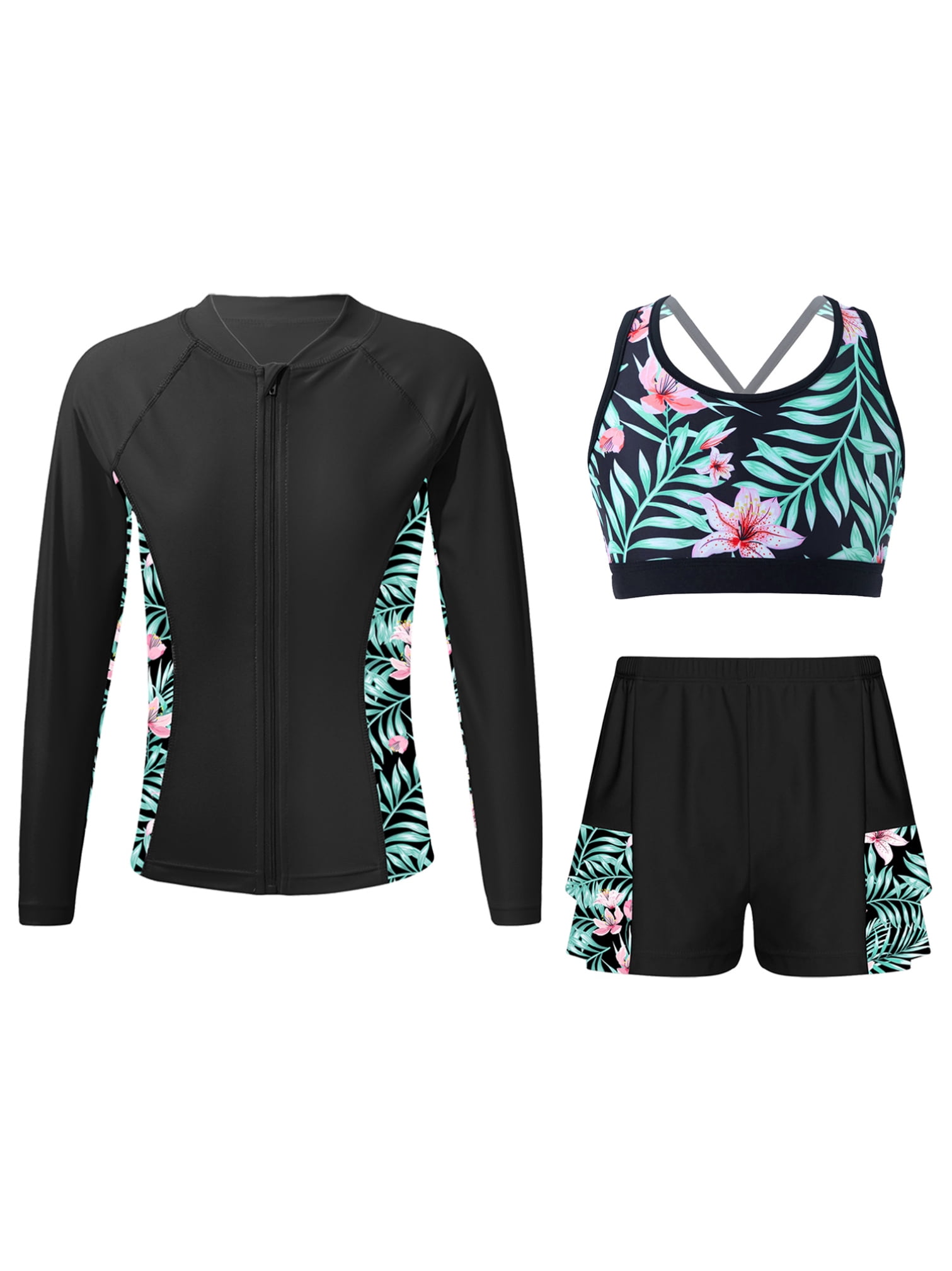 iiniim Big Girls Upf 50+ Swim Cover Up Sets Swimsuits Rashguard Shirts ...