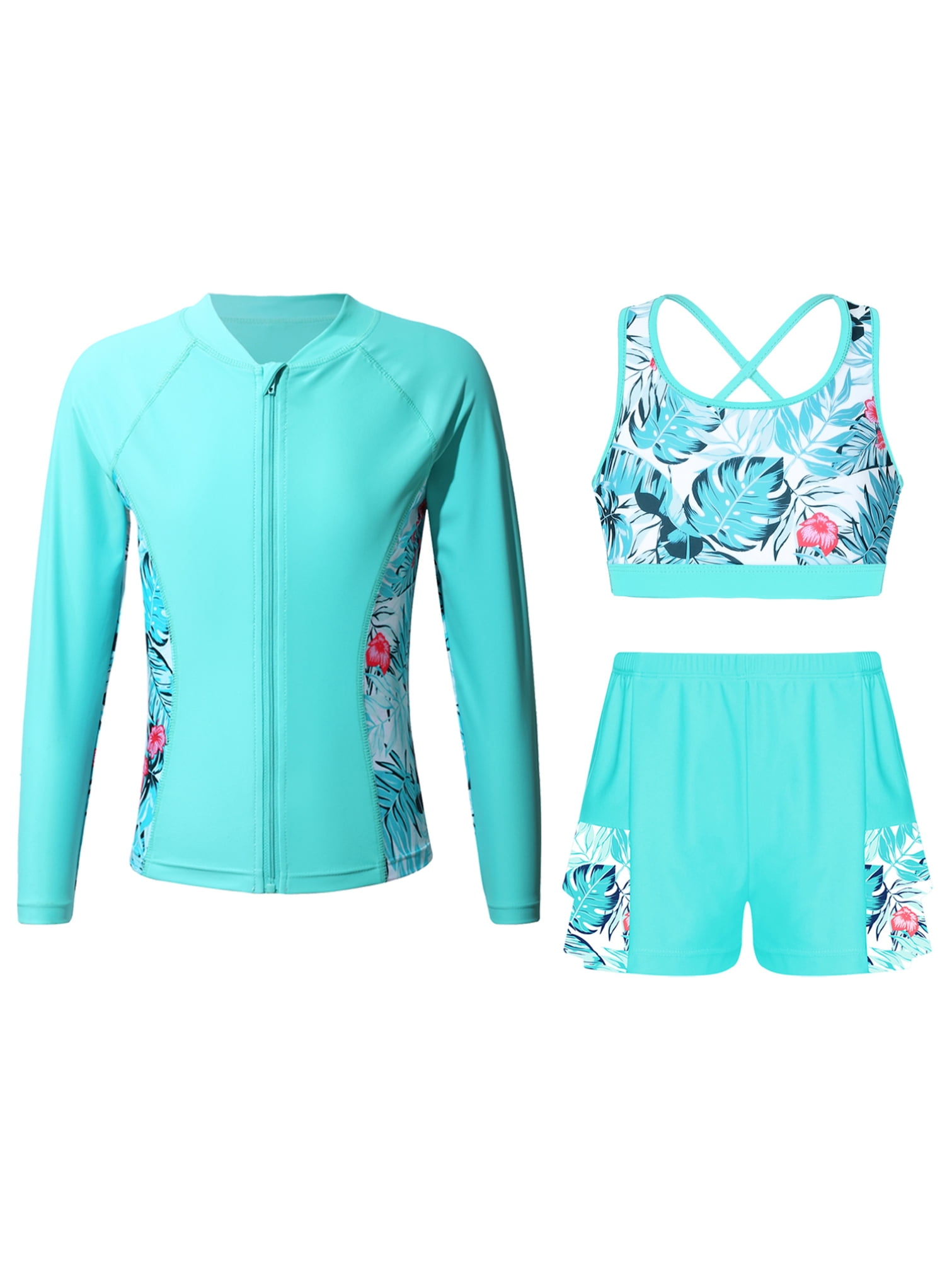 iiniim Big Girls Upf 50+ Swim Cover Up Sets Swimsuits Rashguard Shirts ...