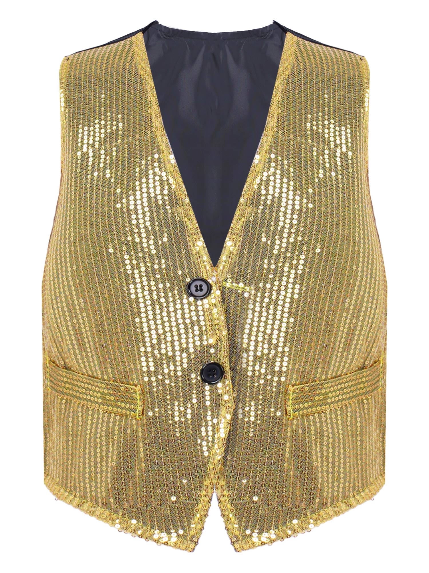iiniim Boy's Girl's Sequined Waistcoat Top Jazz Hip-Hop Dance Party ...