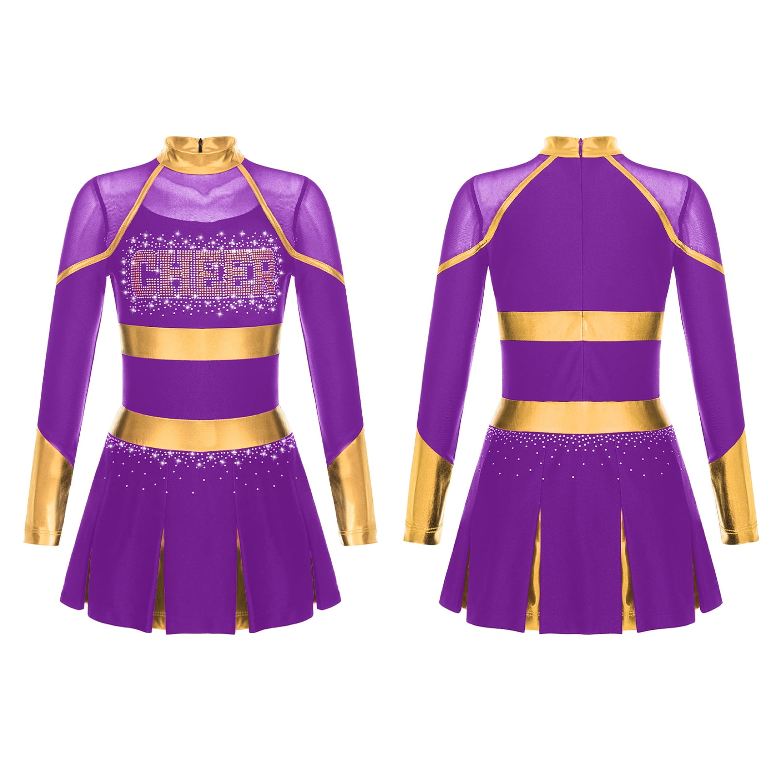iiniim Cheer Leader Girls Cheerleading Uniform Complete Dress Purple 8 ...