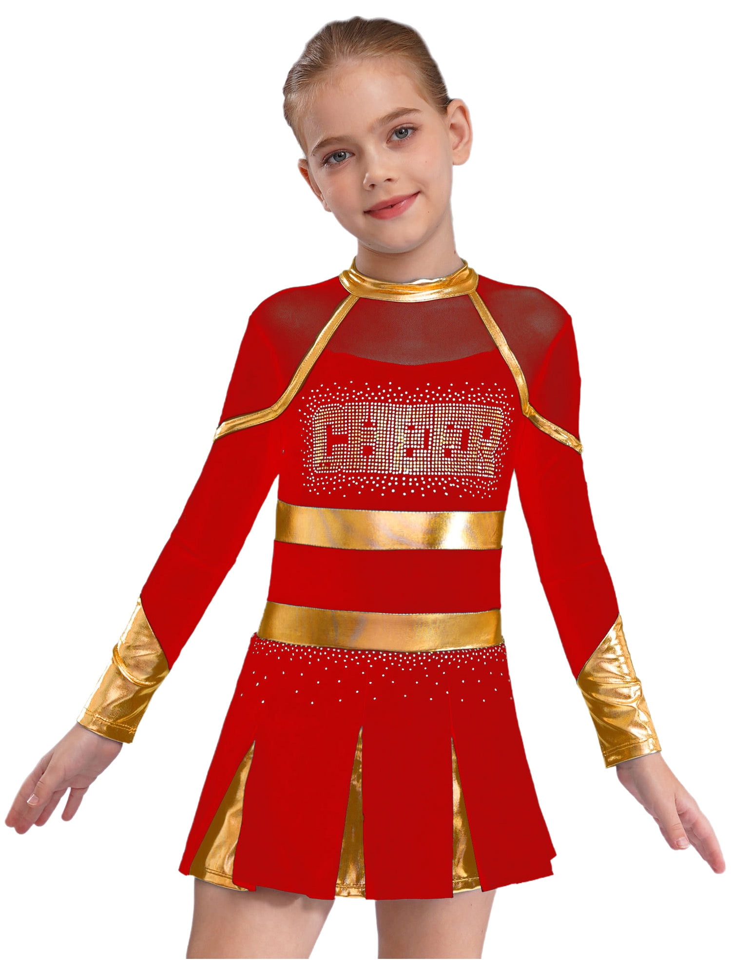 iiniim Cheer Leader Girls Cheerleading Uniform Complete Dress Red 14 ...