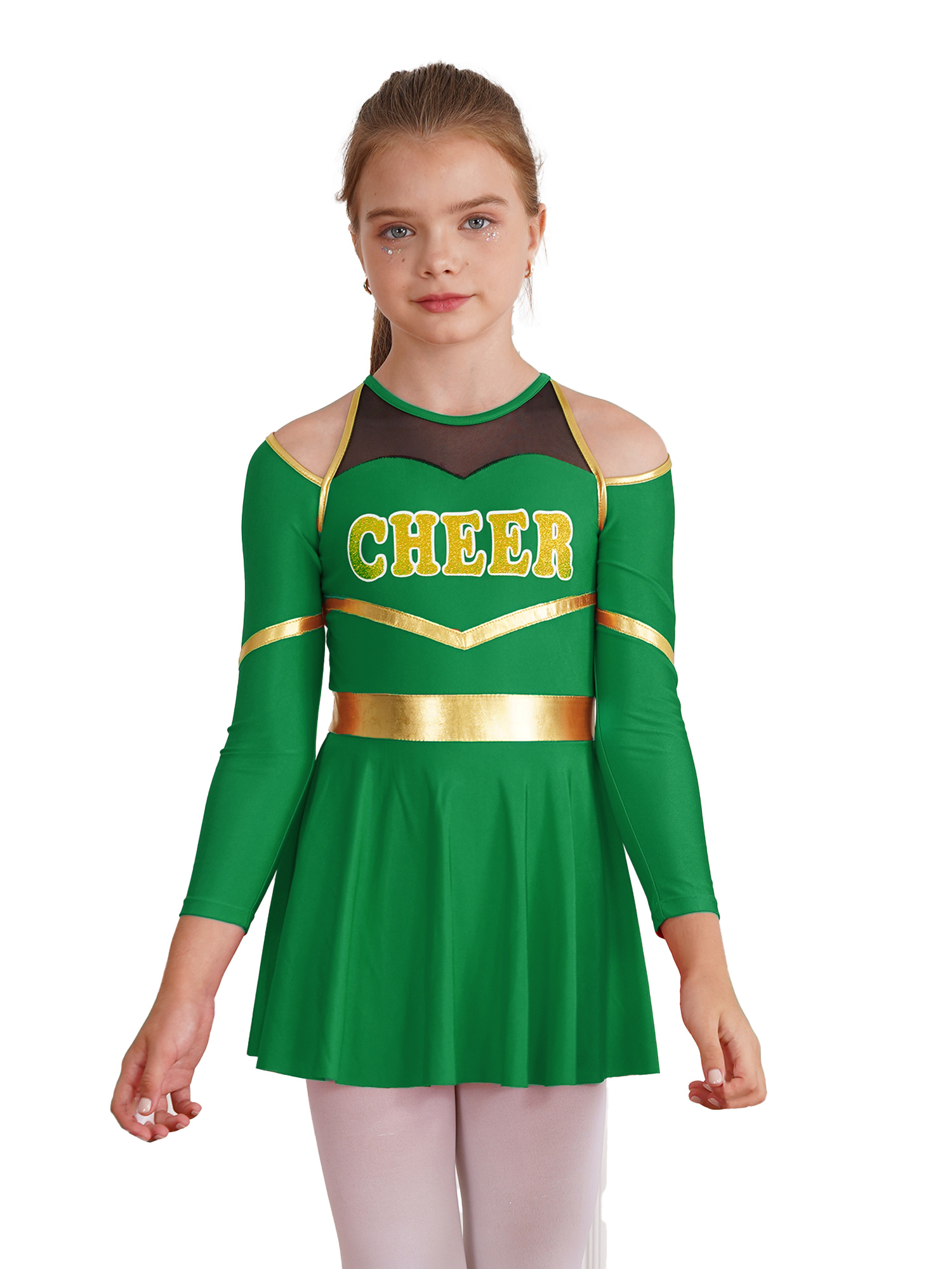 iiniim Cheer Leader Girls Contrast Color Cold Shoulder Cheerleading ...