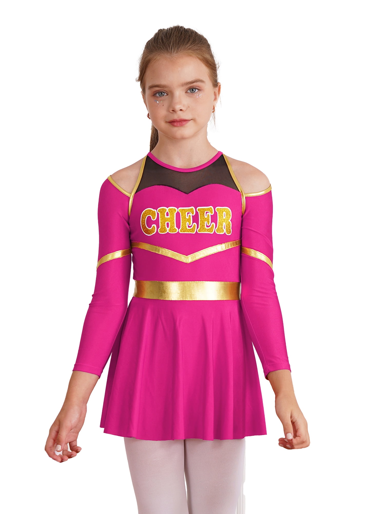 iiniim Cheer Leader Girls Contrast Color Cold Shoulder Cheerleading ...