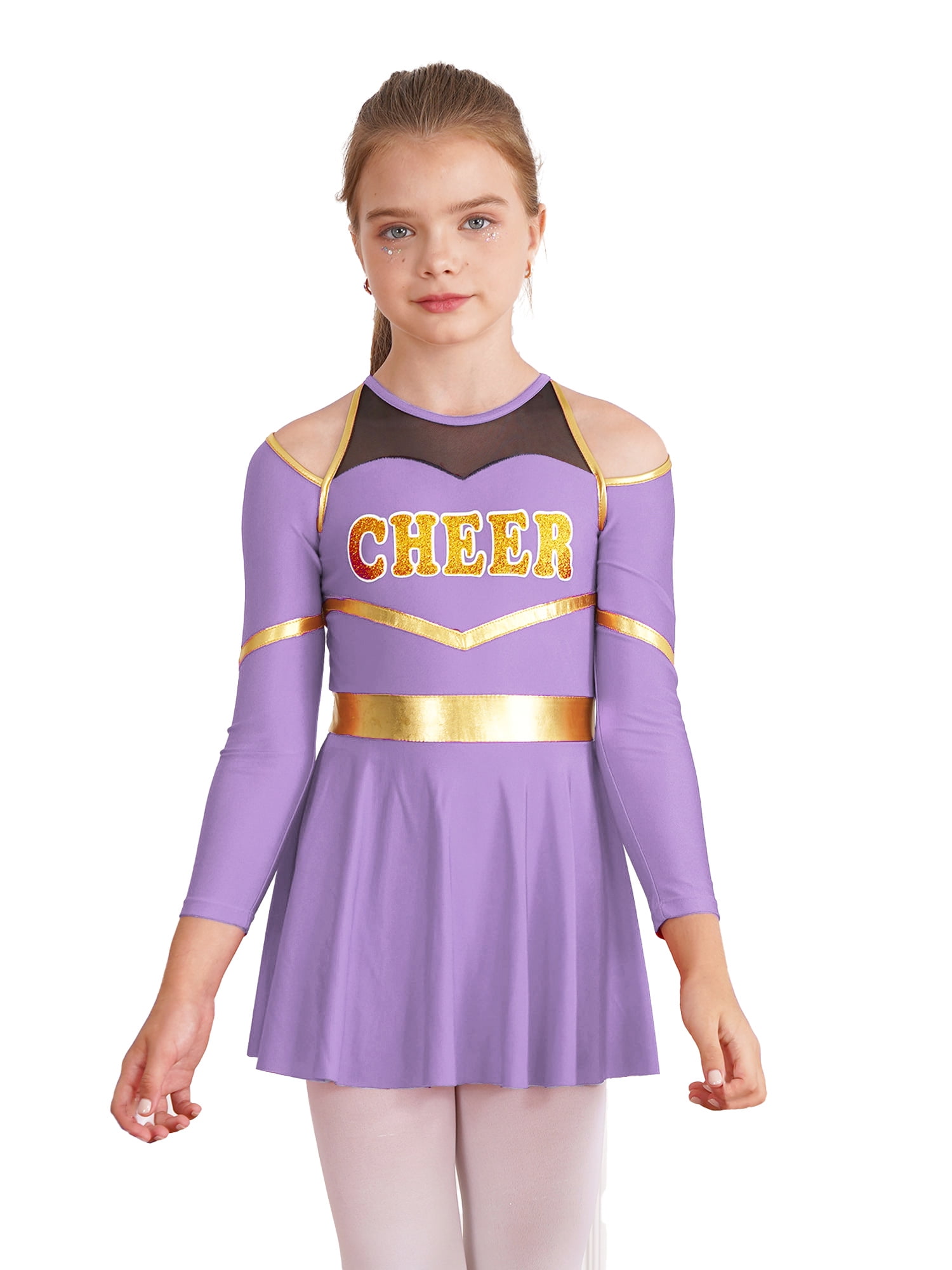 iiniim Cheer Leader Girls Contrast Color Cold Shoulder Cheerleading ...