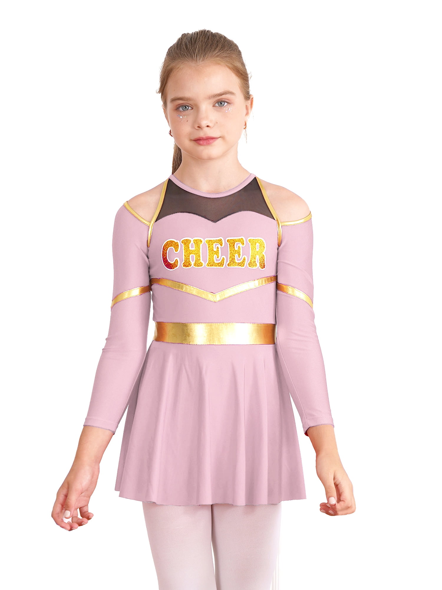 iiniim Cheer Leader Girls Contrast Color Cold Shoulder Cheerleading ...