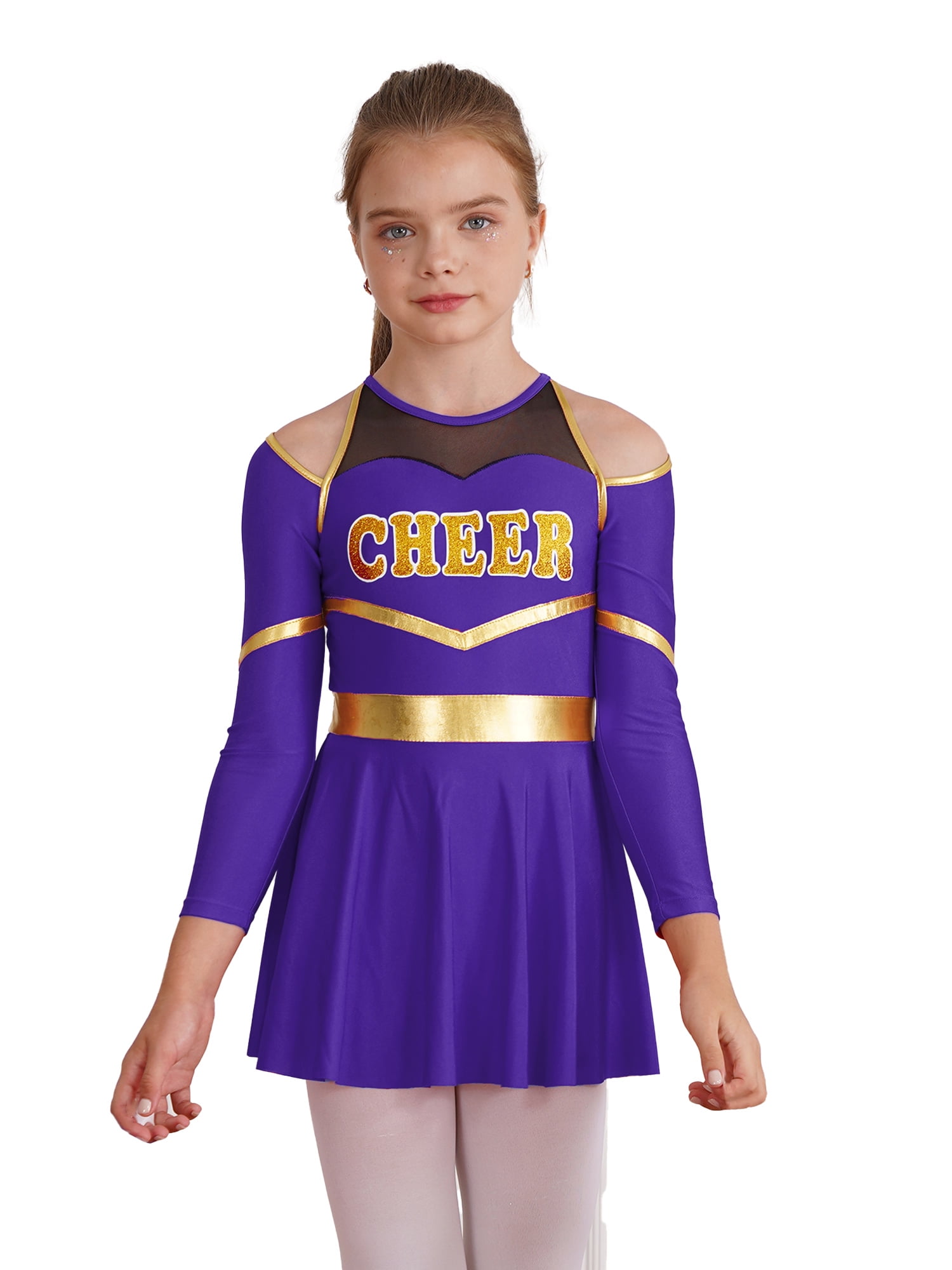 iiniim Cheer Leader Girls Contrast Color Cold Shoulder Cheerleading ...
