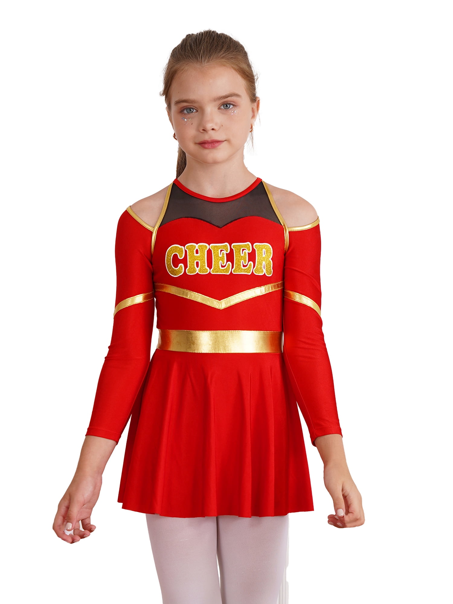 iiniim Cheer Leader Girls Contrast Color Cold Shoulder Cheerleading ...