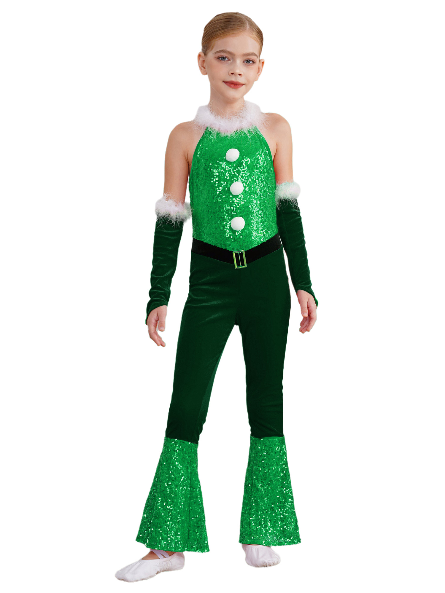 iiniim Girls Christmas Dance Performance Kids Xmas Party Show Jumpsuit ...
