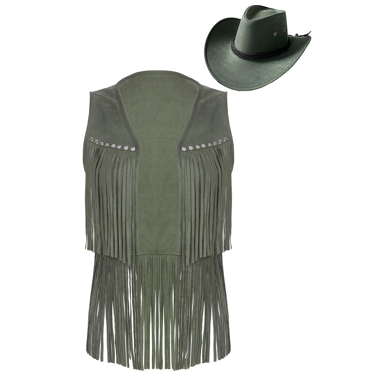 iiniim Fringe Vests Cowgirl Outfits for Women 70s Hippie Clothes Vest ...