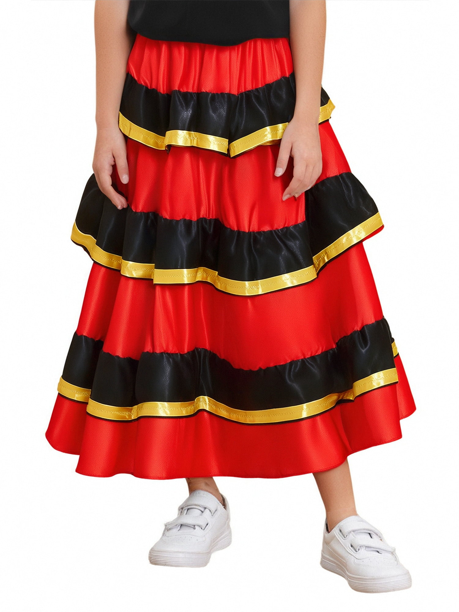 iiniim Full Circle Flamenco Bull Skirts Performance Costume Belly Dance Skirt Spanish Dancewear ...