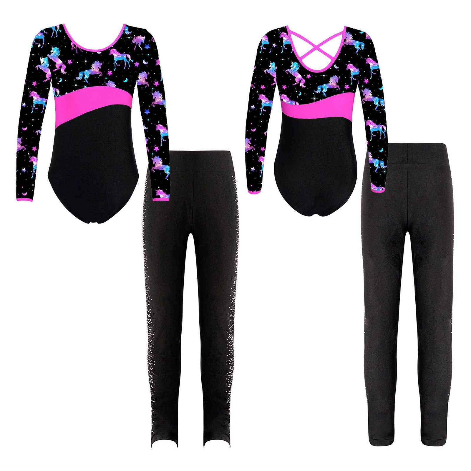 iiniim Girls 2 Piece Gymnastics Outfits Dancewear Ballet Leotard with ...