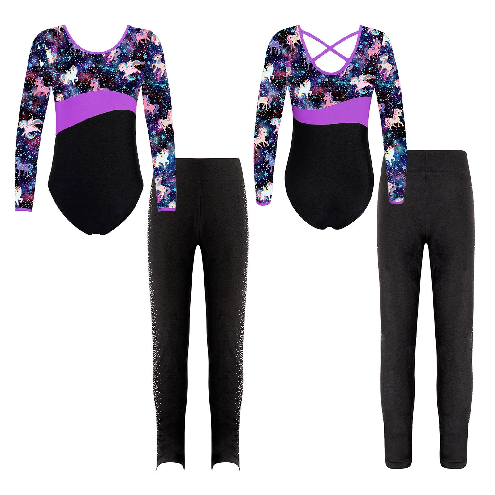 iiniim Girls 2 Piece Gymnastics Outfits Dancewear Ballet Leotard with ...