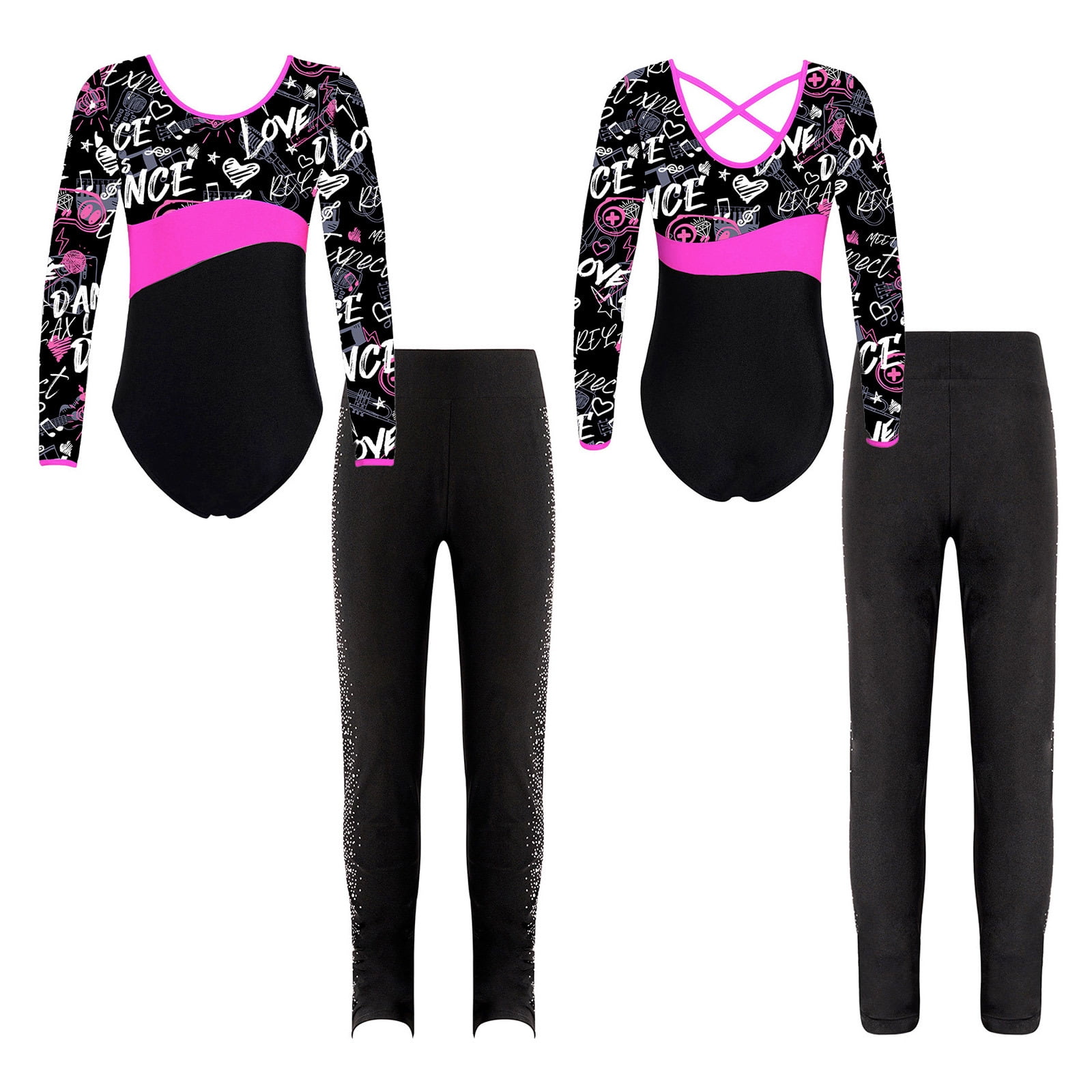 iiniim Girls 2 Piece Gymnastics Outfits Dancewear Ballet Leotard with ...