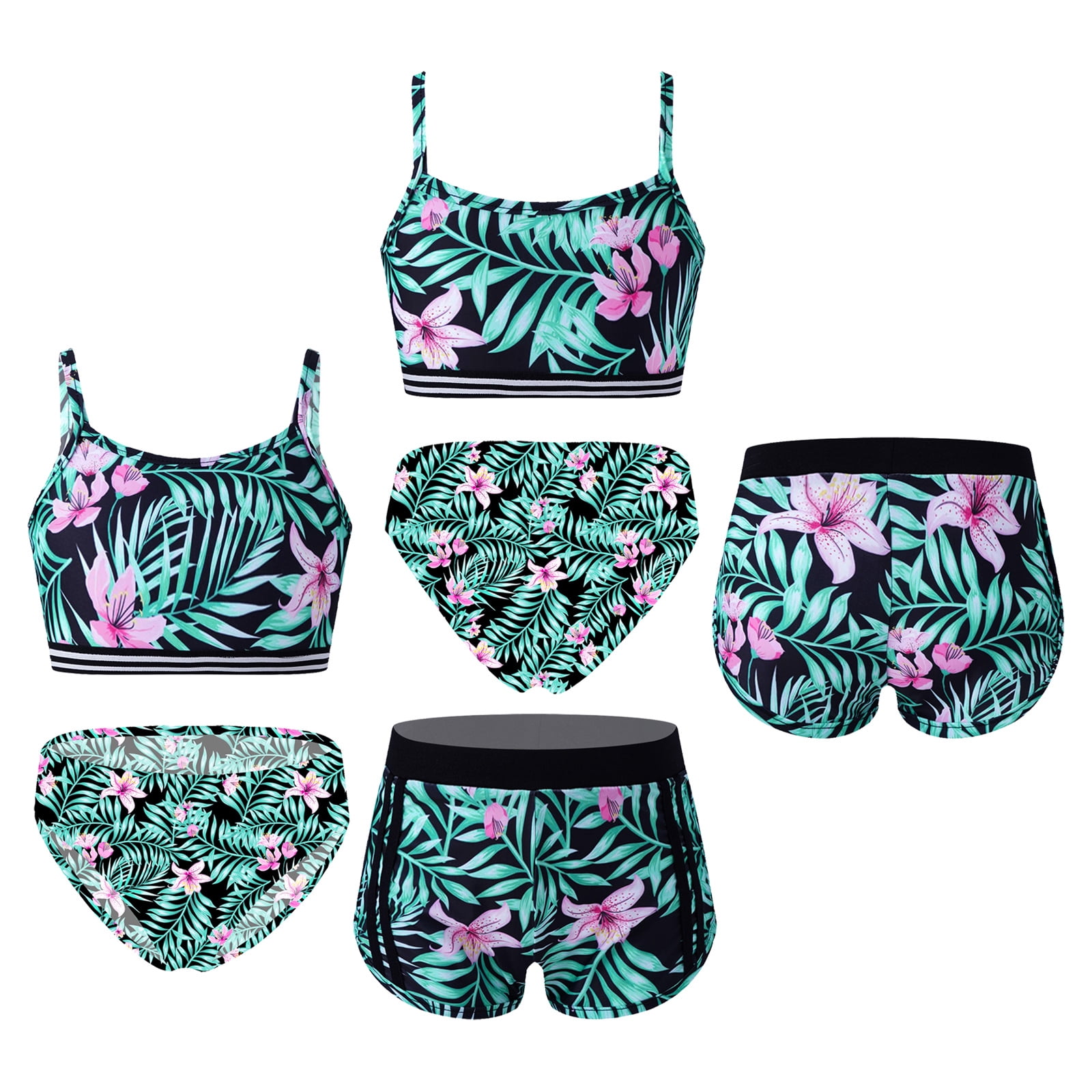 iiniim Girls 3 Piece Bathing Suit Printed Beach Swimwear Bikini Set ...