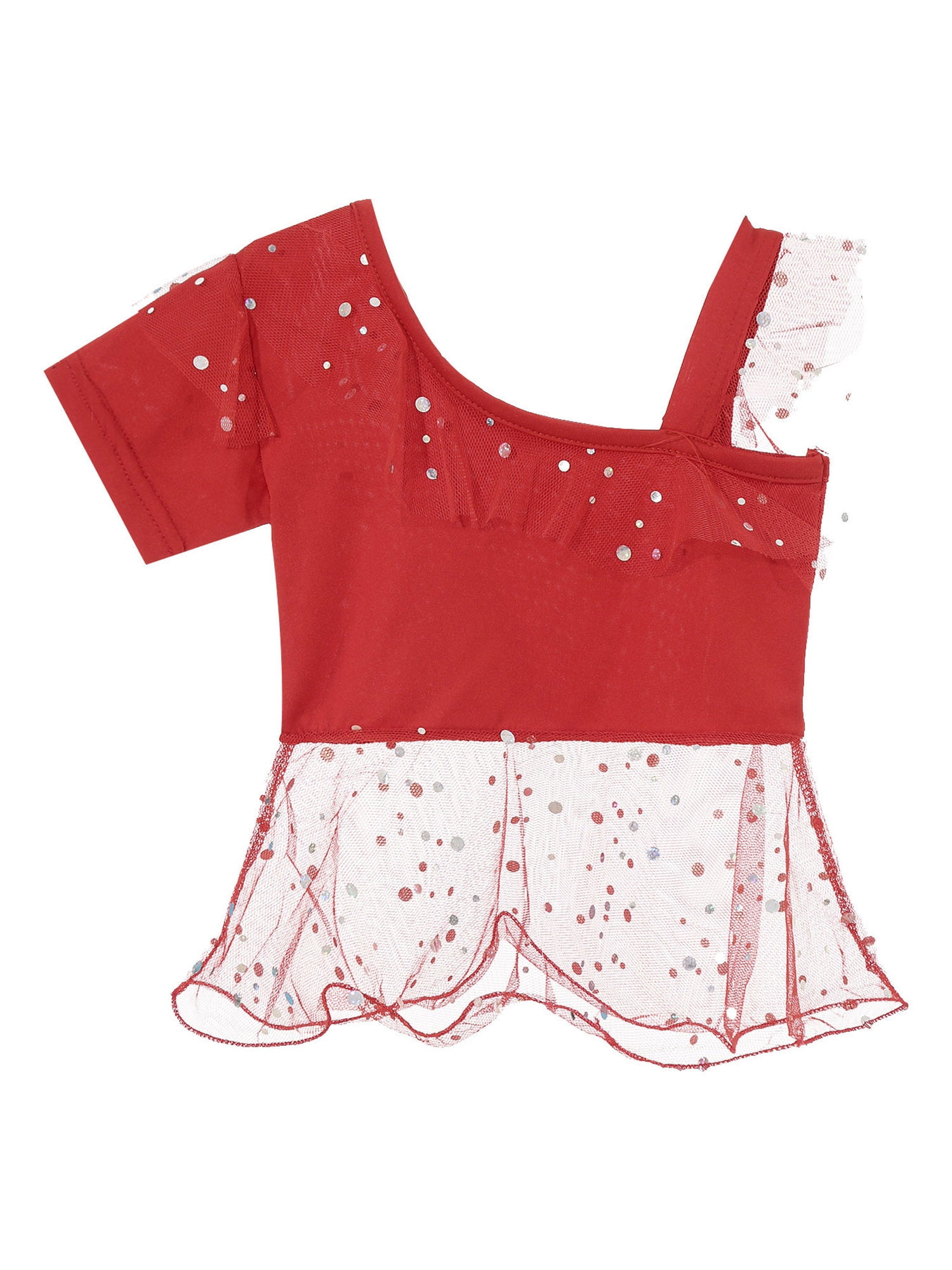 iiniim Girls Belly Dance Top Kids Single Short Sleeve Mesh Patchwork ...