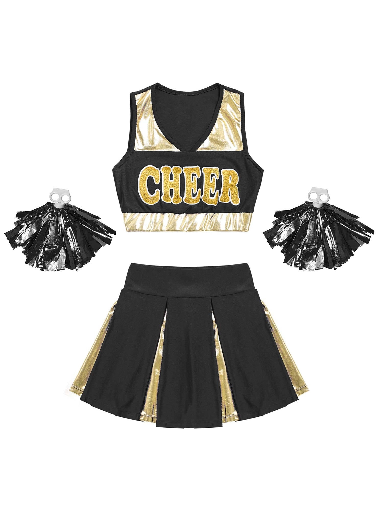 iiniim Girls Cheer Leader Uniform High School Crop Top with Pleated ...