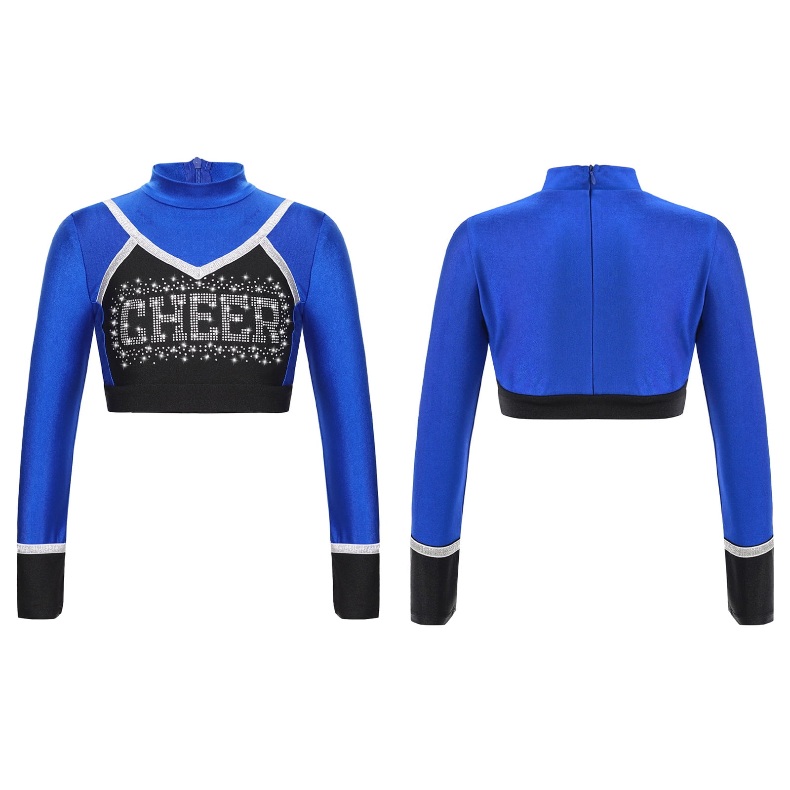 iiniim Girls Cheerleading Cropped Tops Shiny Rhinestone Contrast Color ...