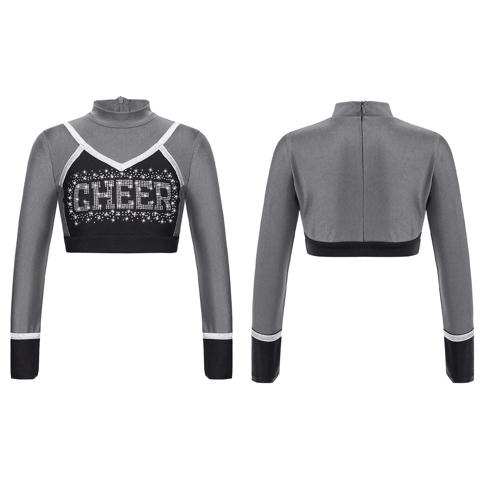 iiniim Girls Cheerleading Cropped Tops Shiny Rhinestone Contrast Color ...