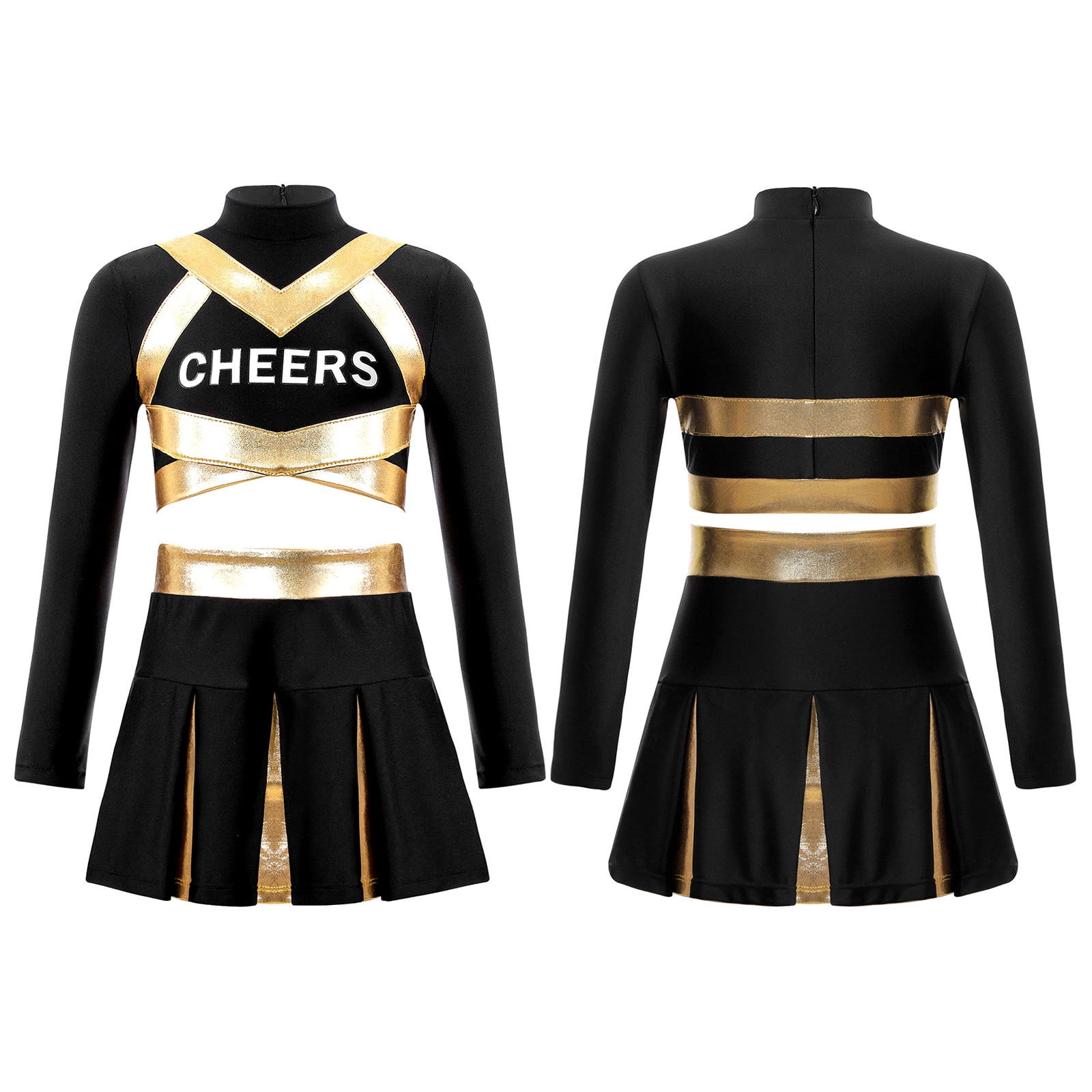 iiniim Girls Cheerleading Outfit Cheer Uniform Shiny Sports Crop Top ...