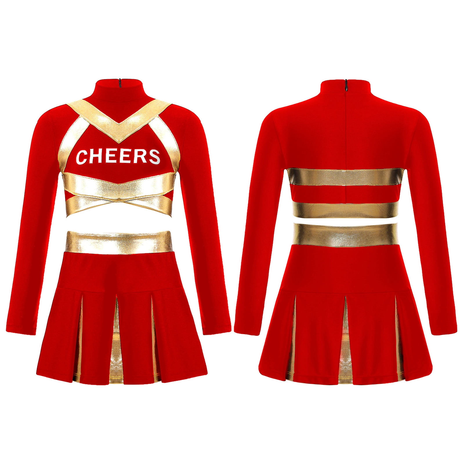 iiniim Girls Cheerleading Outfit Cheer Uniform Shiny Sports Crop Top ...