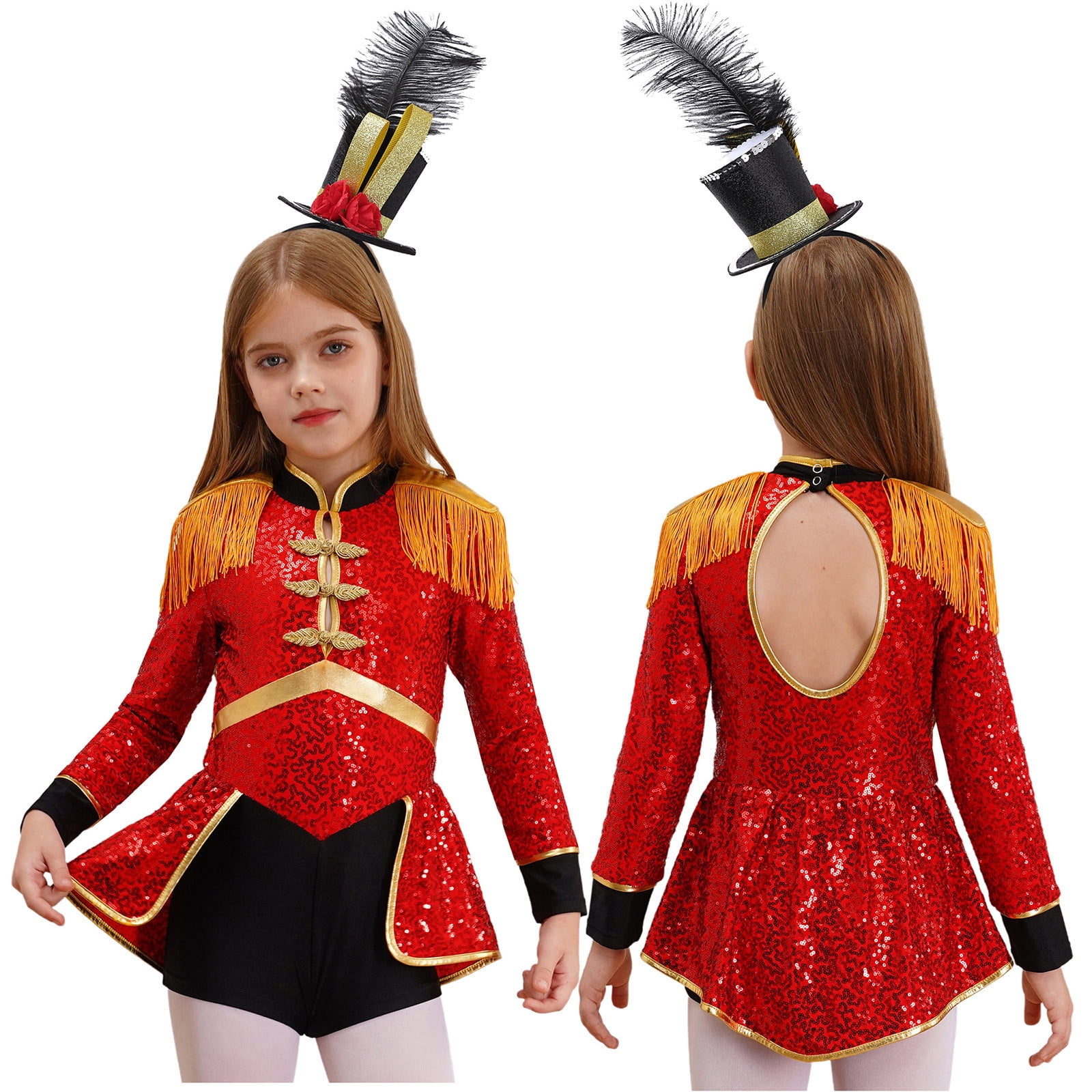 iiniim Girls Circus Drummer Magician Costume Kids Ring Master Jumpsuit ...