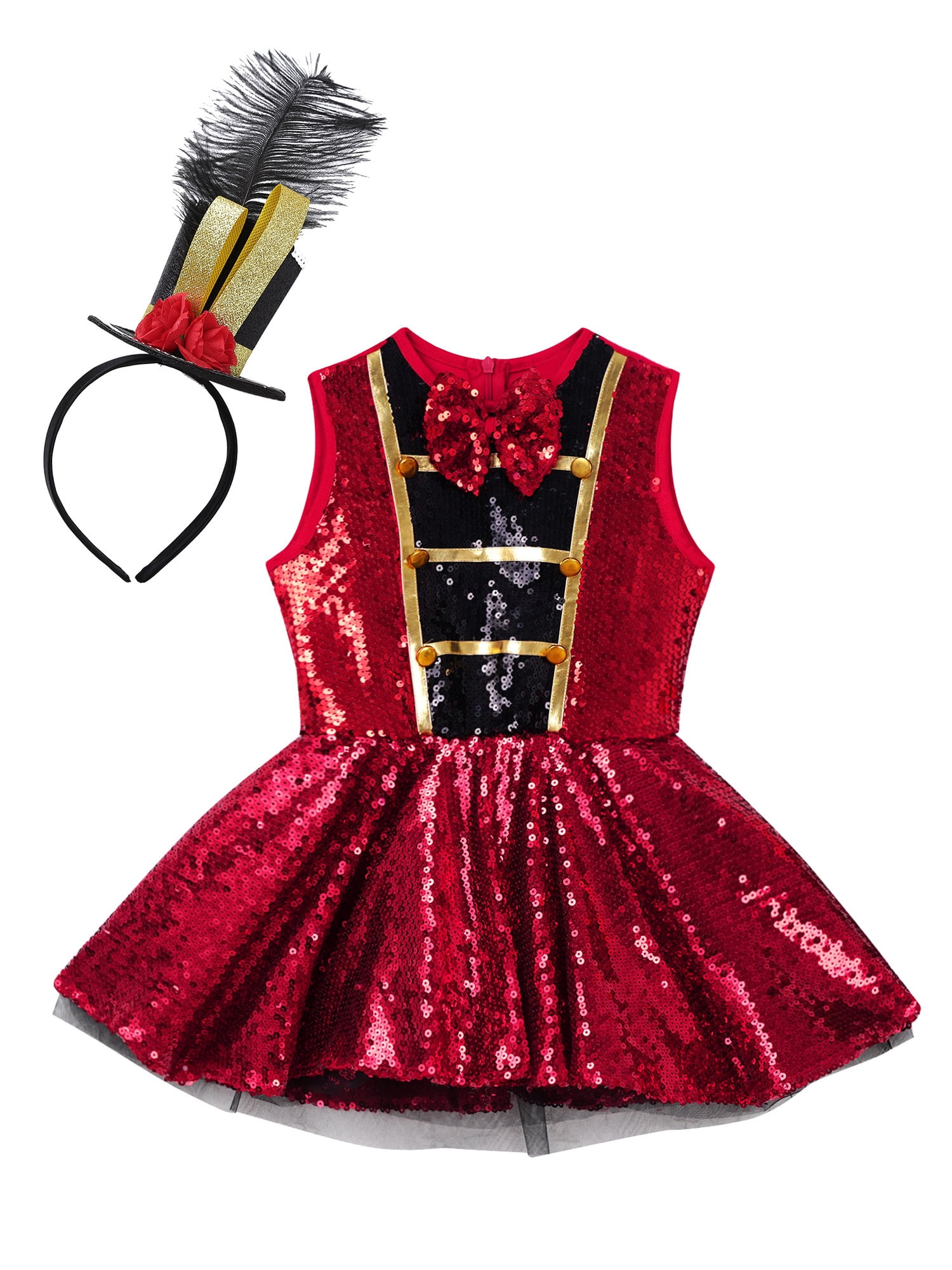 iiniim Girls Circus Ringmaster Outfits Halloween Sequin Tutu Leotard ...