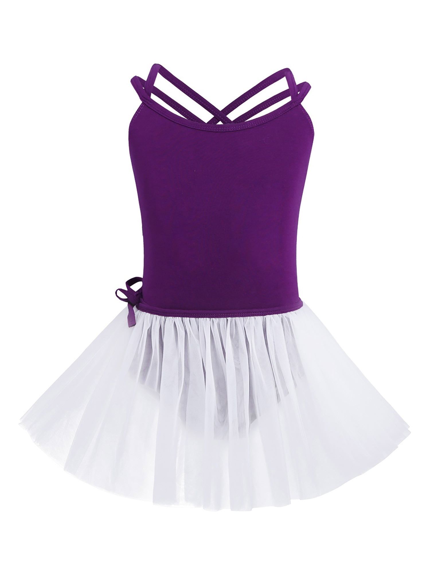 iiniim Girls Cross Strap Gymnastic Camisole Leotard with Tutu Skirt ...