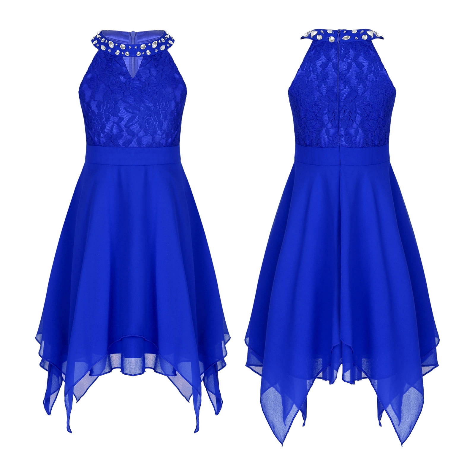 iiniim Girls Halter Neck High-Low Junior Bridesmaid Pageant Formal ...