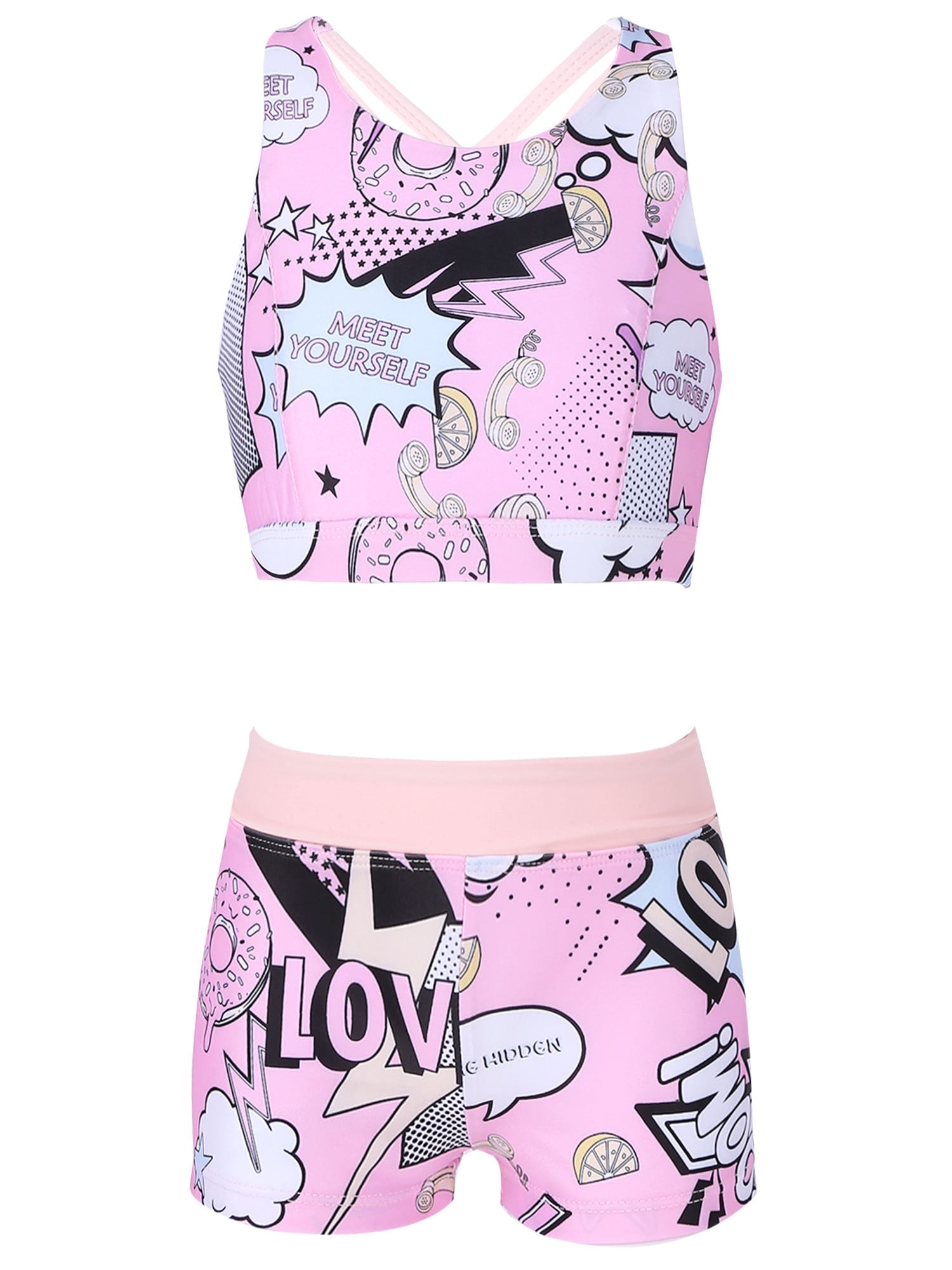 iiniim Girls' Kids 2-Piece Active Set Dance Sport Outfits Racer Back ...