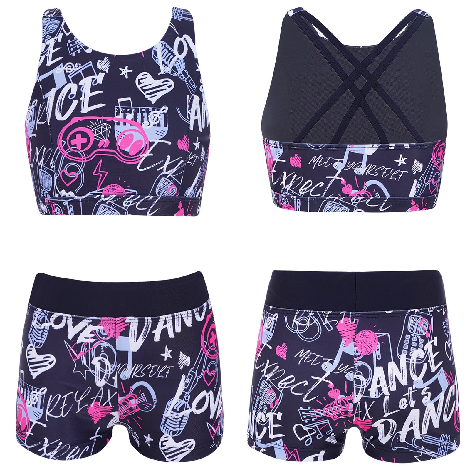 iiniim Girls' Kids 2-Piece Active Set Dance Sport Outfits Racer Back ...