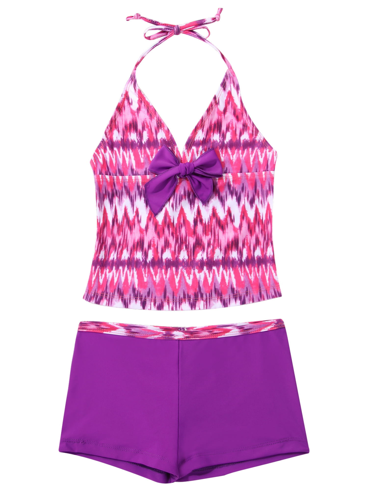 iiniim Girls Kids Two Piece Tankini Set Halter Tank Top with Boyshort ...