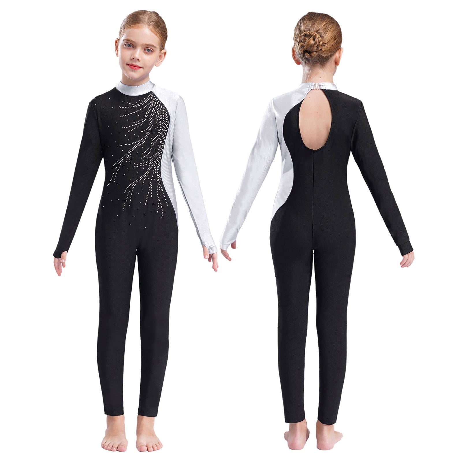 iiniim Girls Long Sleeve Full Body Unitard Gymnastics Leotard ...