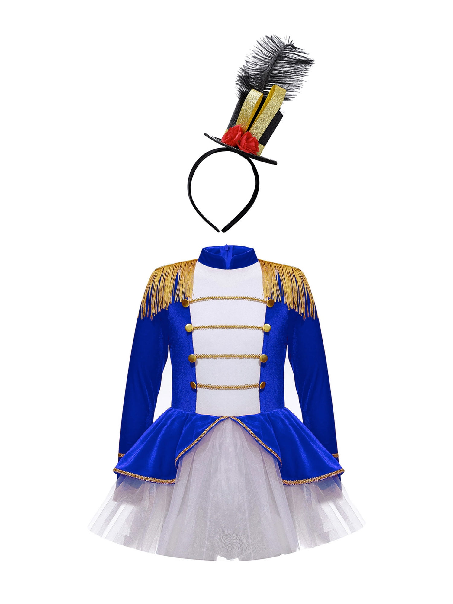 iiniim Girls Marching Band Majorette Uniform Long Sleeve Tassel Tutu ...