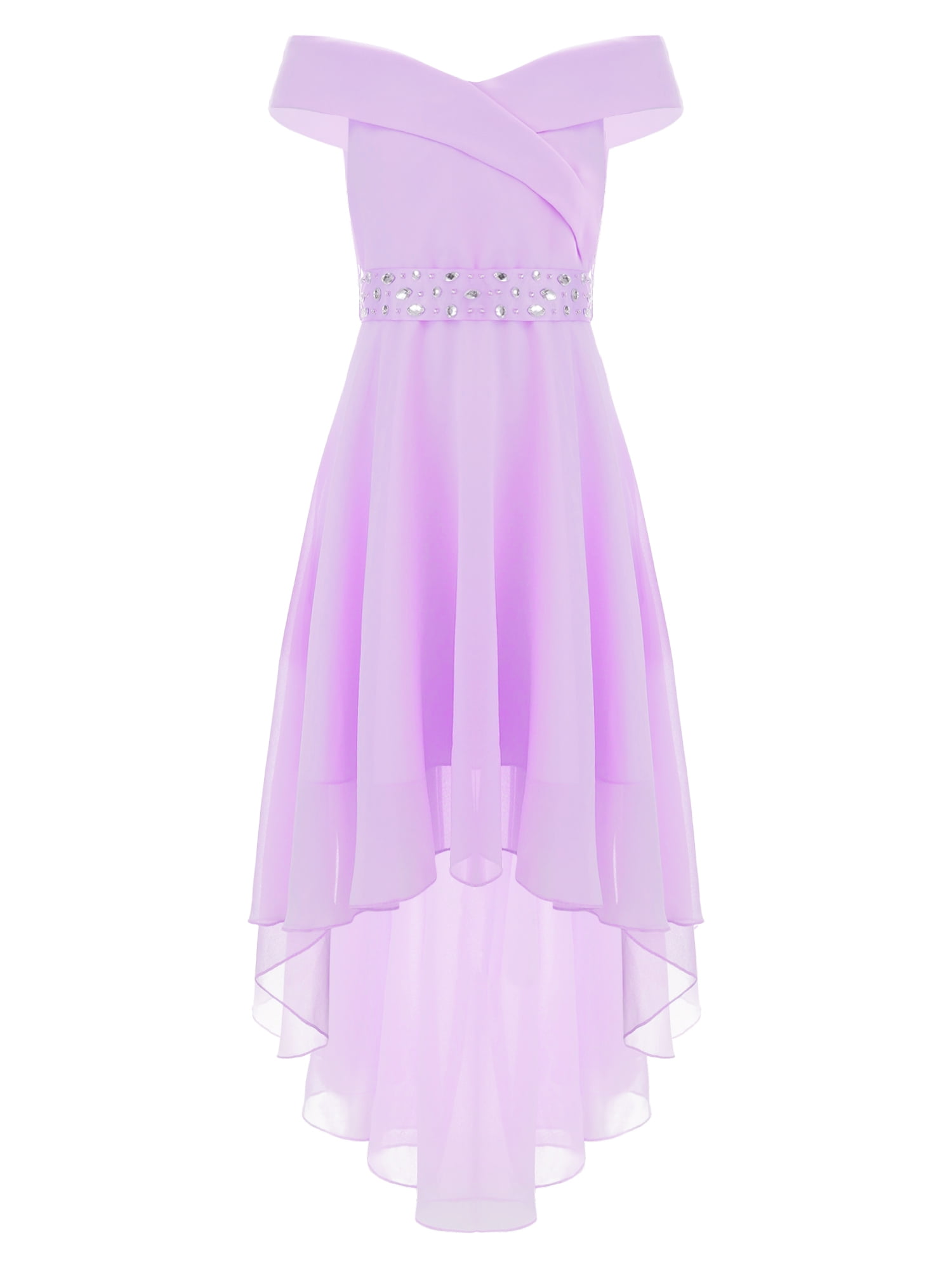 iiniim Girls Off Shoulder Evening Gown High Low Hem Wedding Party ...