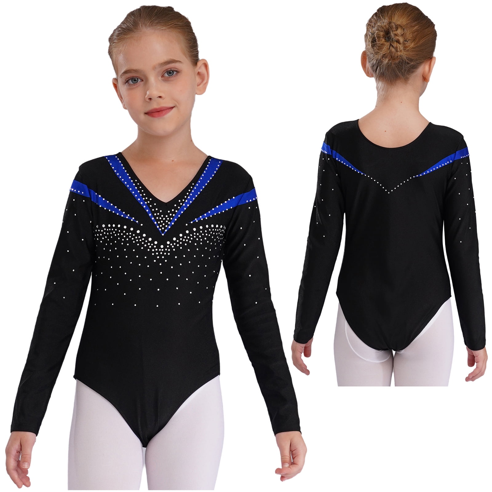 iiniim Girls One Piece Sequins Rhinestone Long Sleeve Leotards ...