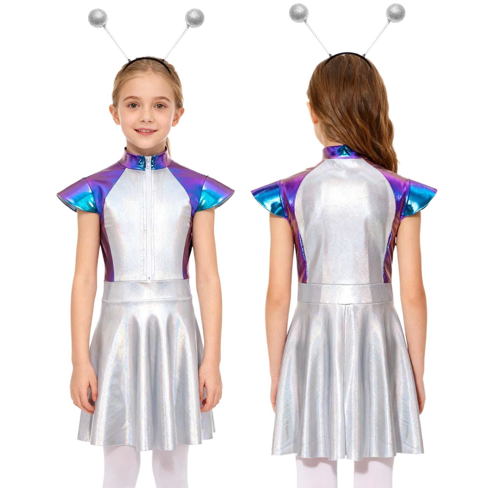 iiniim Girls Outer Space Alien Robot Carnival Movie Party Metallic ...