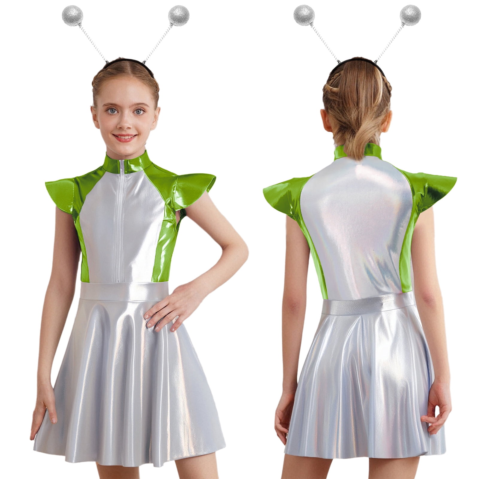 iiniim Girls Outer Space Alien Robot Carnival Movie Party Metallic ...