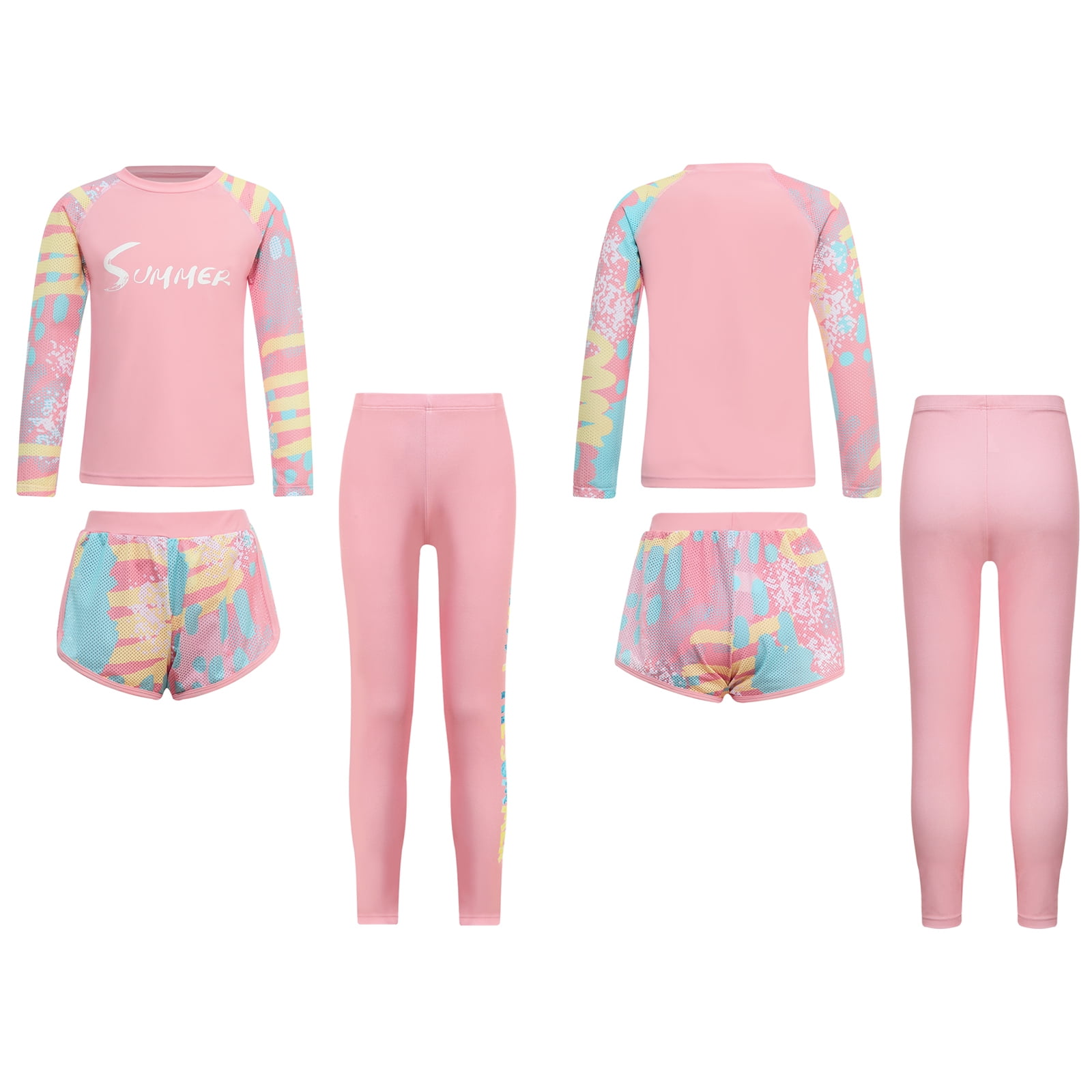 iiniim Girls Rash Guard 3 Pieces Bathing Suit Long Sleeve Swim Shirt ...