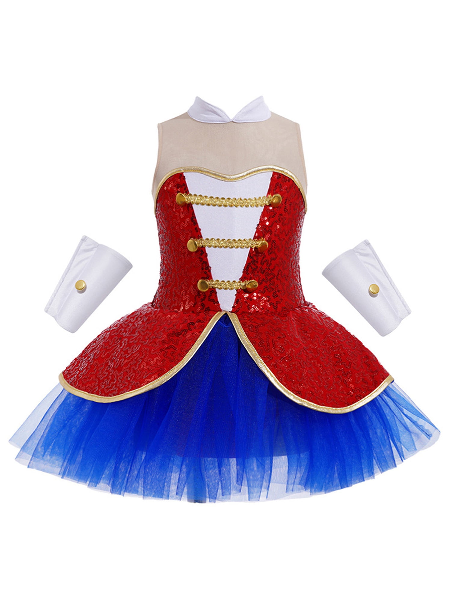 iiniim Girls Ringmaster Circus Show Costume Sequins Leotard Mesh Dance ...