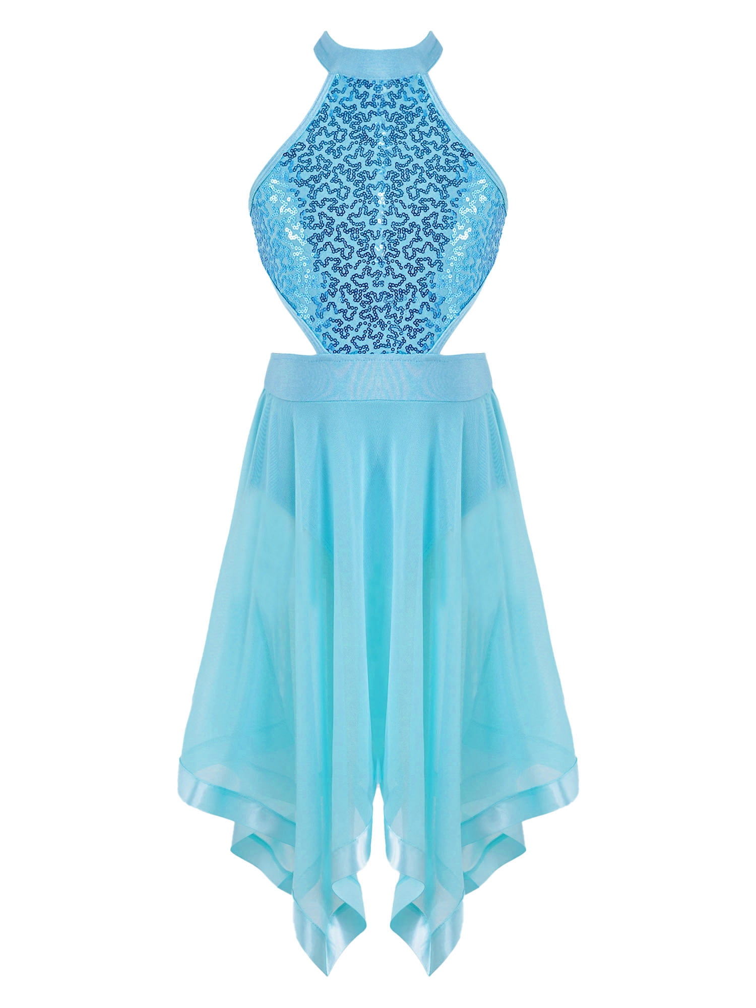 iiniim Girls Sequin Ballet Dress Halter Irregular Skirts Leotard ...