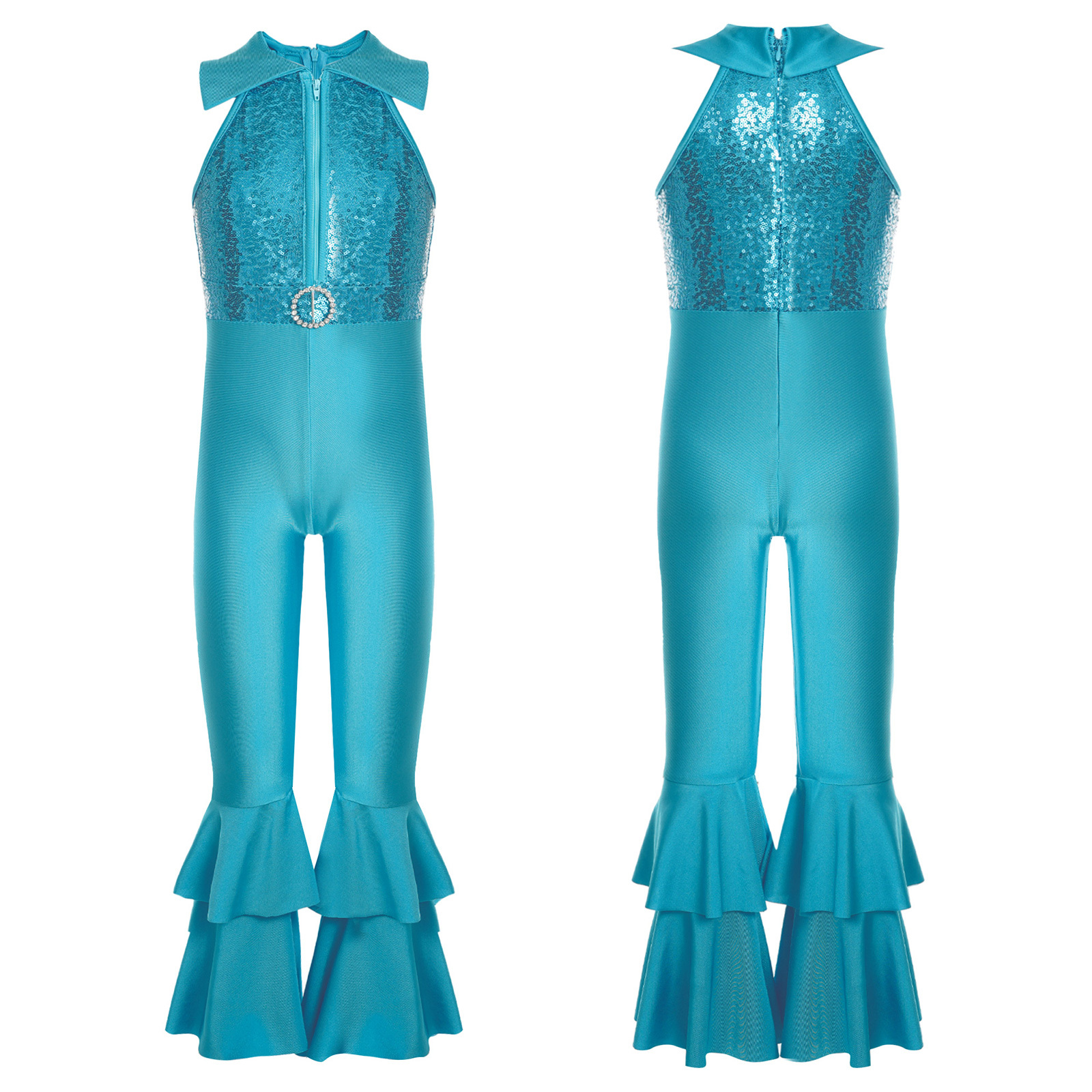 iiniim Girls Sequins Full Body Tank Unitard Catsuit Zipper Hippie Disco ...