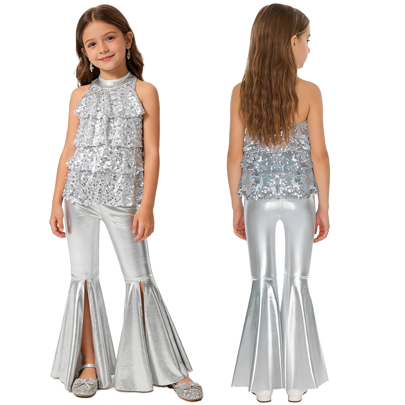 iiniim Girls Sequins Hip Hop Dance Outfit Stage Performance Clothes ...
